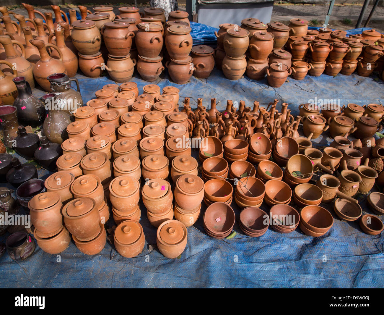 Traditional Georgian clay containers sold on the Dry Bridge Market in ...