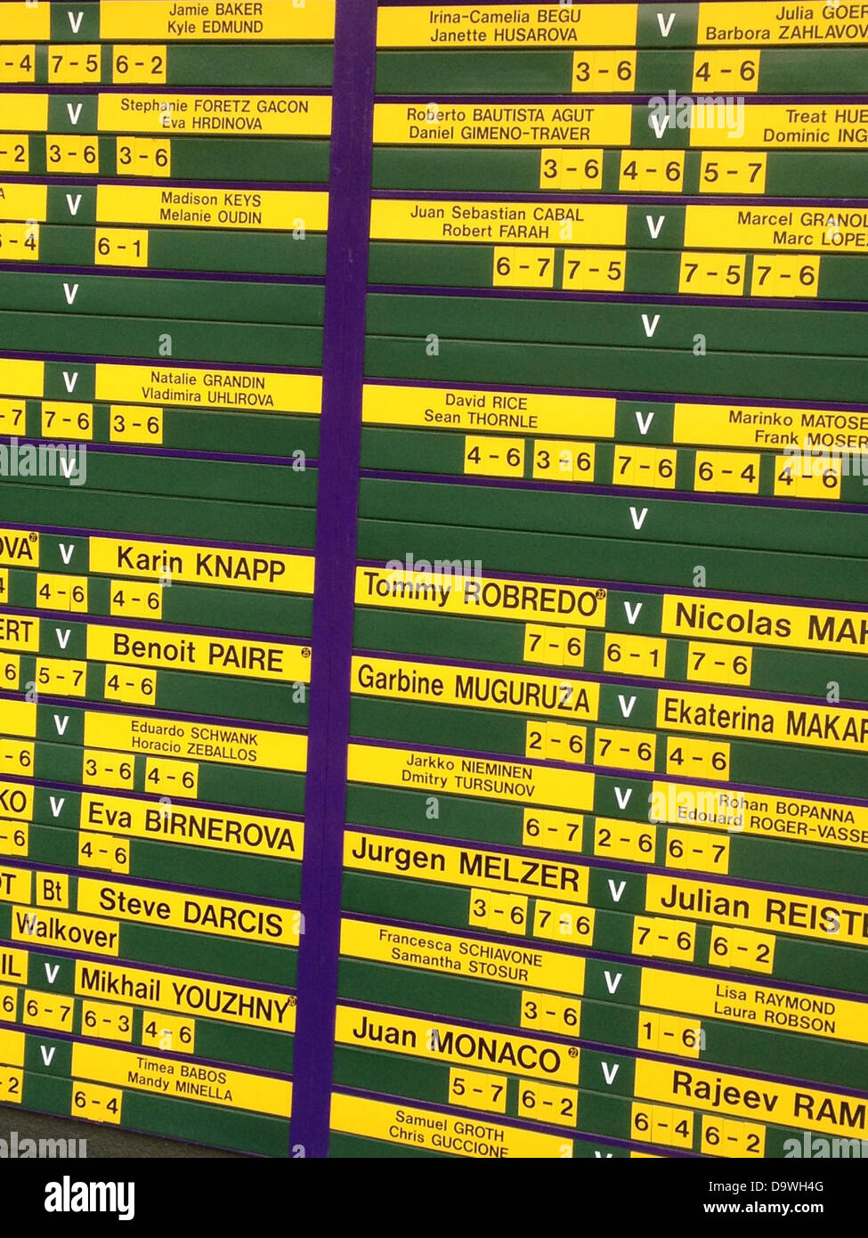 Wimbledon scoreboard hi-res stock photography and images - Alamy
