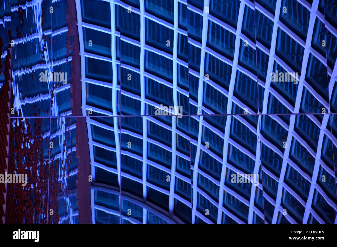 Abstract geometrical squares and blue reflective ceiling Stock Photo ...