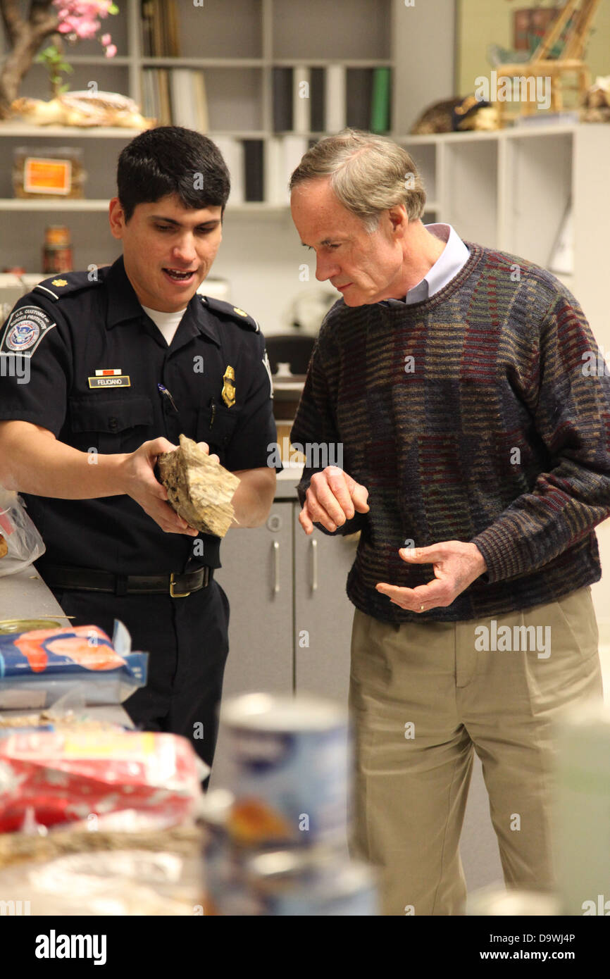 This photograph captures a U.S. Senator touring the Customs and Border ...