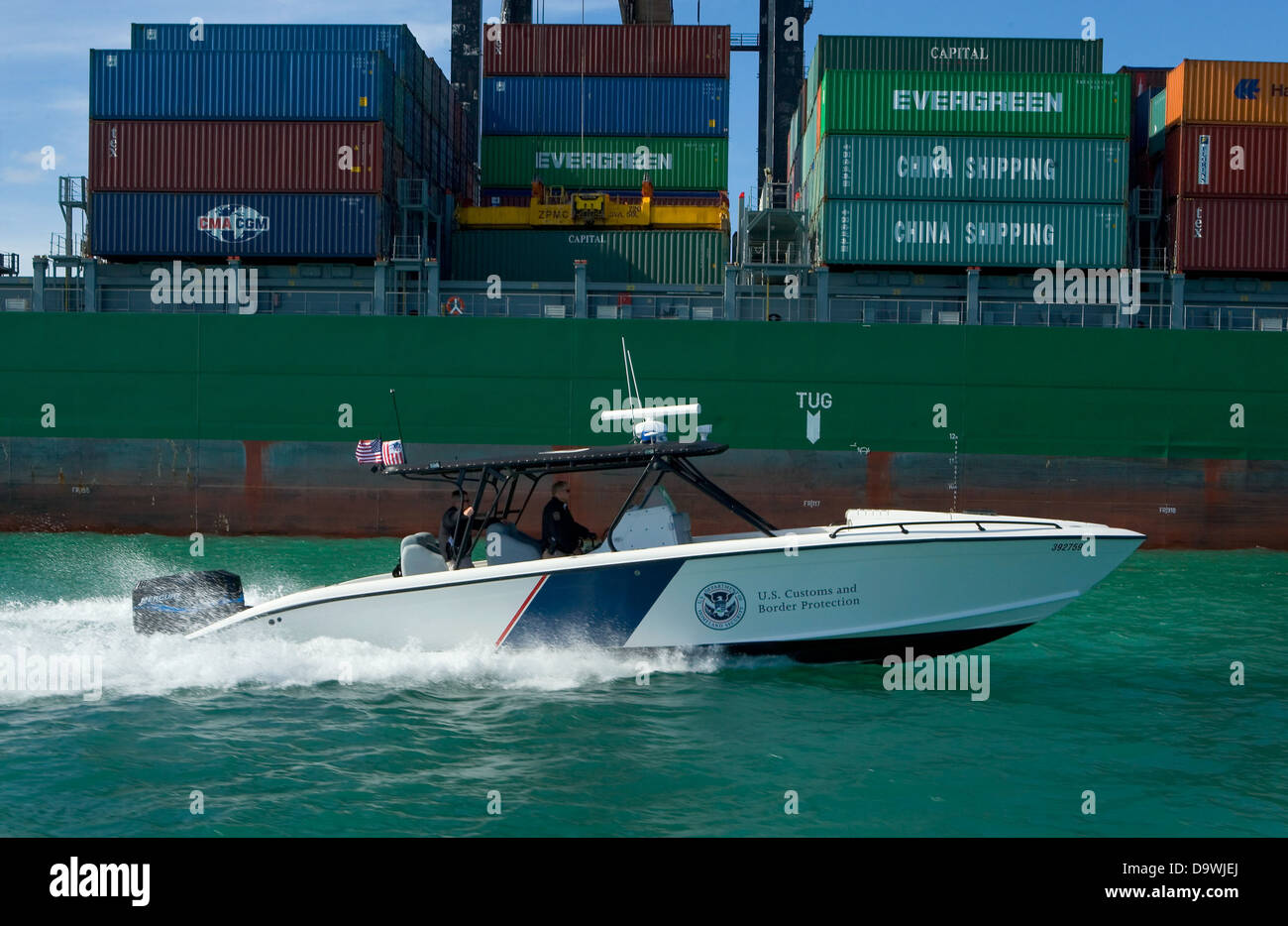 A U.S. Customs and Border Protection Air & Marine boat is shown on ...