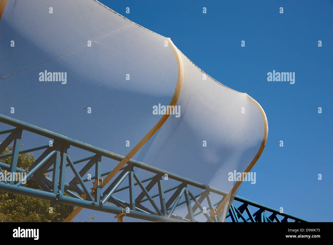 safety net to catch flying objects on rollercoaster track at a theme ...