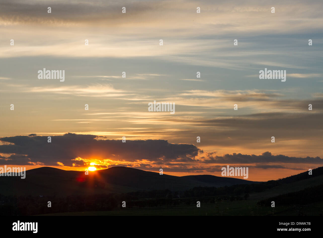 Summer Sunset, Upper Tweeddale, Scottish Borders Stock Photo - Alamy