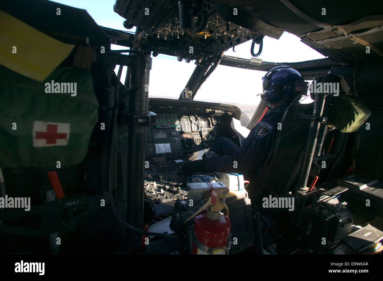 A detailed view of the cockpit of a UH-60 helicopter used by U.S ...