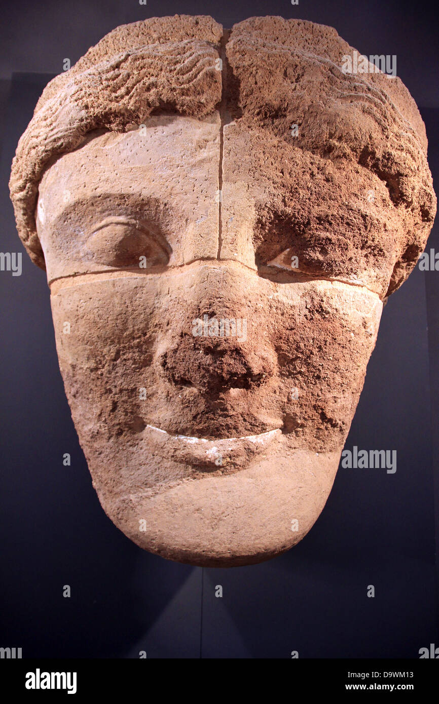 Head of giant figure from Temple of Olympian Zeus in the Archaeological ...