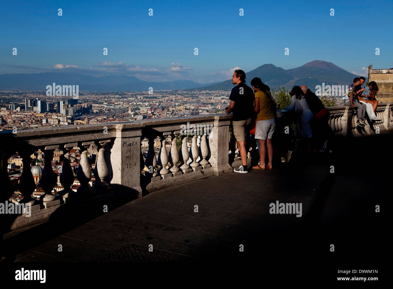 View of the city with Mount Vesuvius, Vesuvio, Naples, Napoli, Campania ...