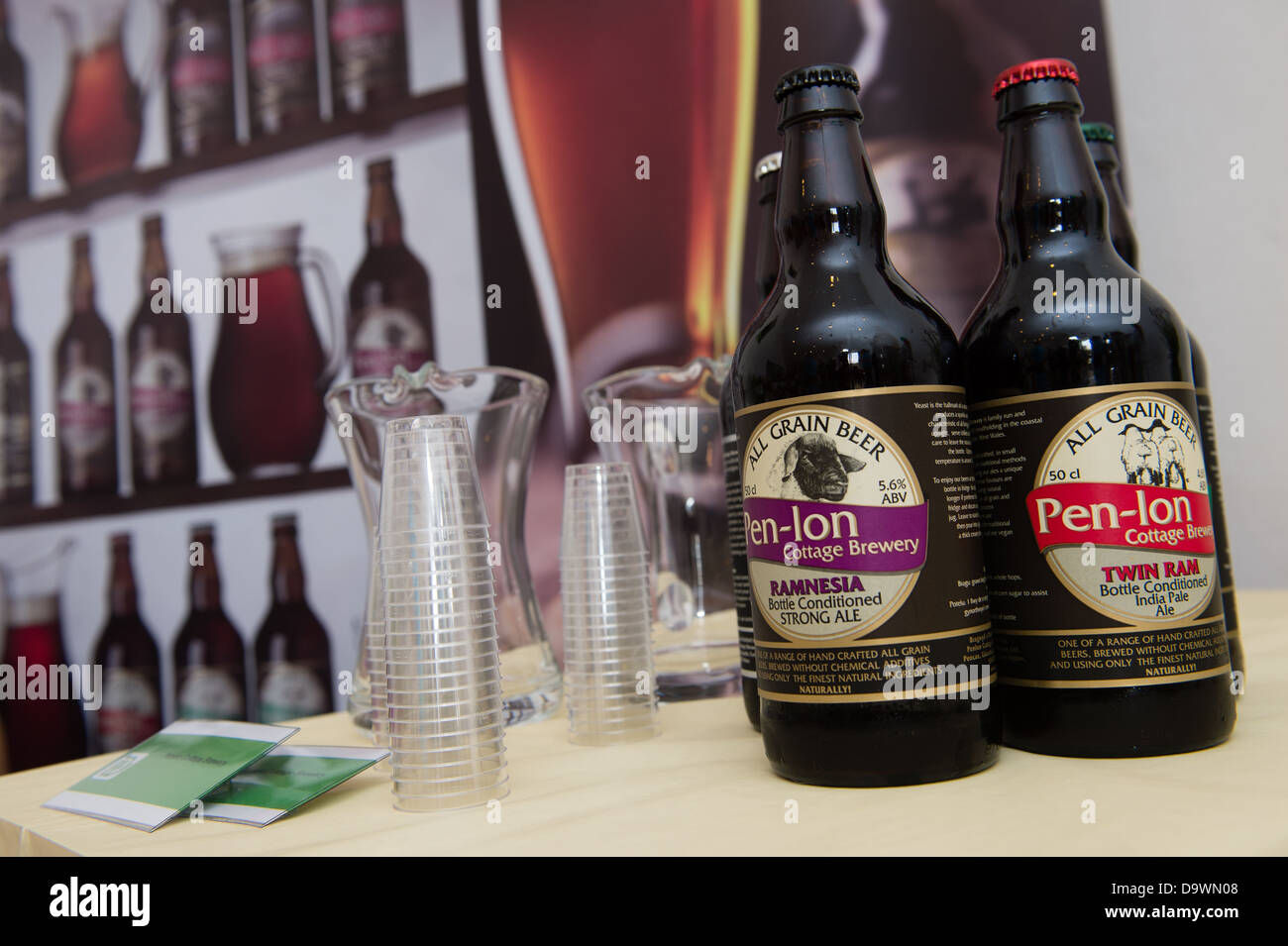 bottles of artisan beers from the Pen-Lon cottage bewery, Ceredigion ...