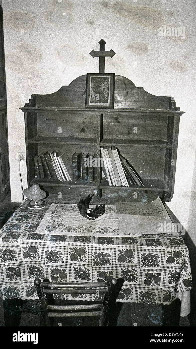 Desk in monk cell. Carthusian Monastery, Pleterje, Slovenia. Archival ...