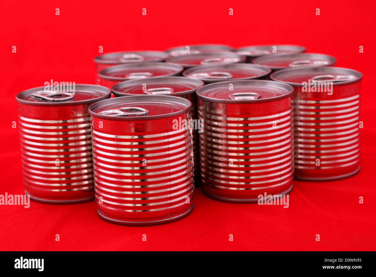 A group of red cans Stock Photo - Alamy