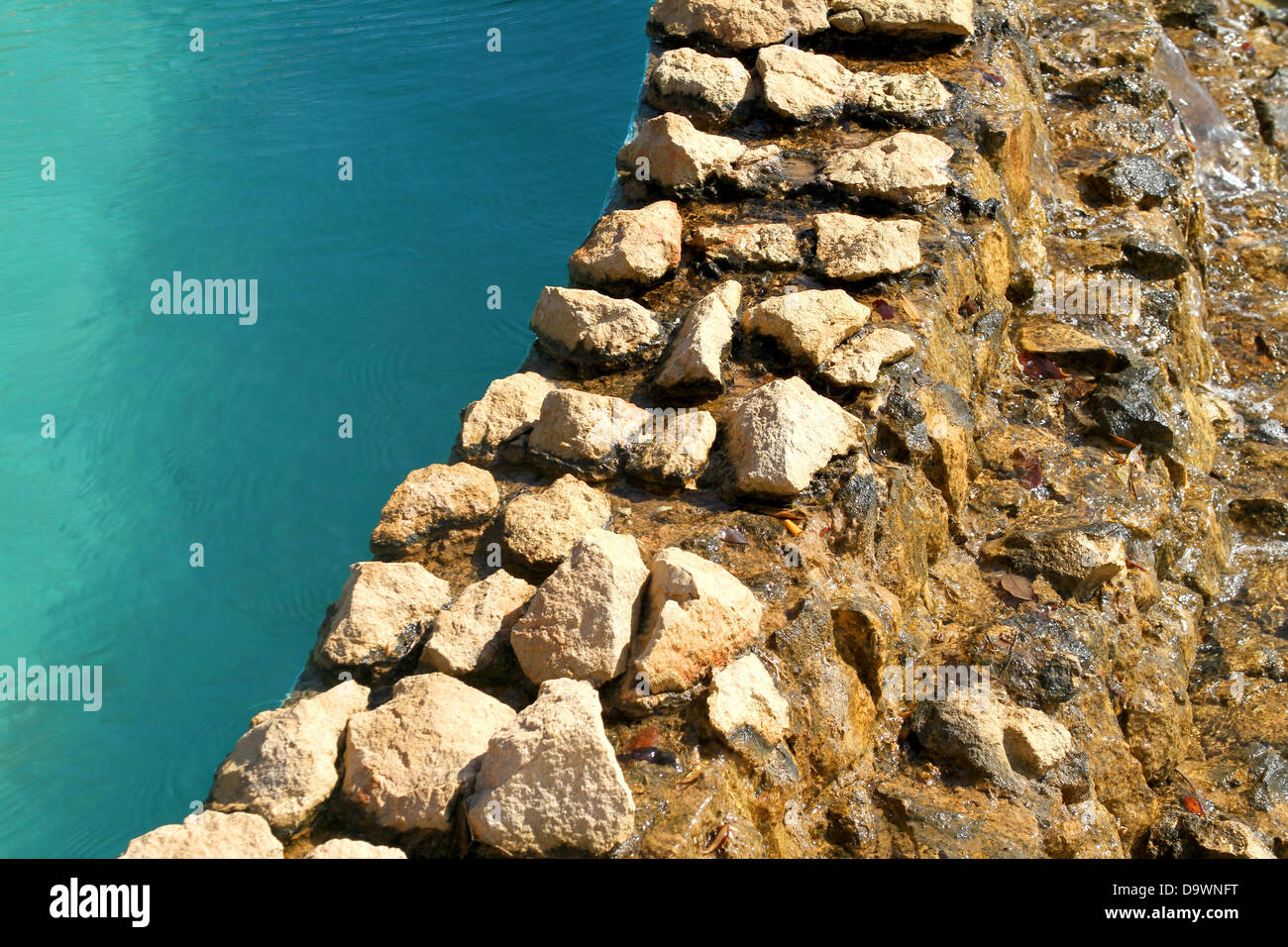 Water flowing from a pool to some rocks Stock Photo - Alamy