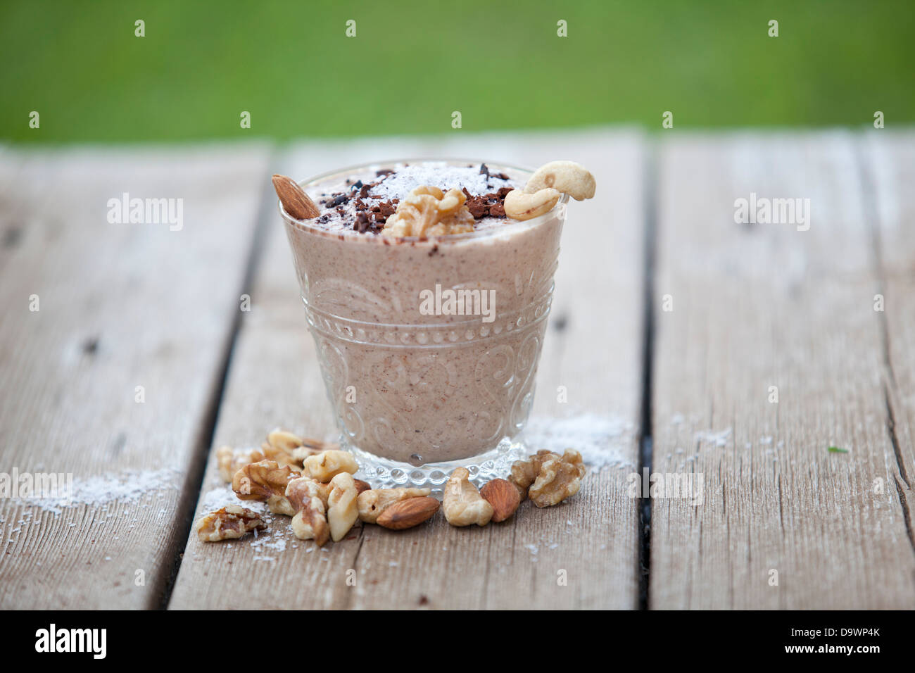 Nuts and chocolate smoothie Stock Photo - Alamy