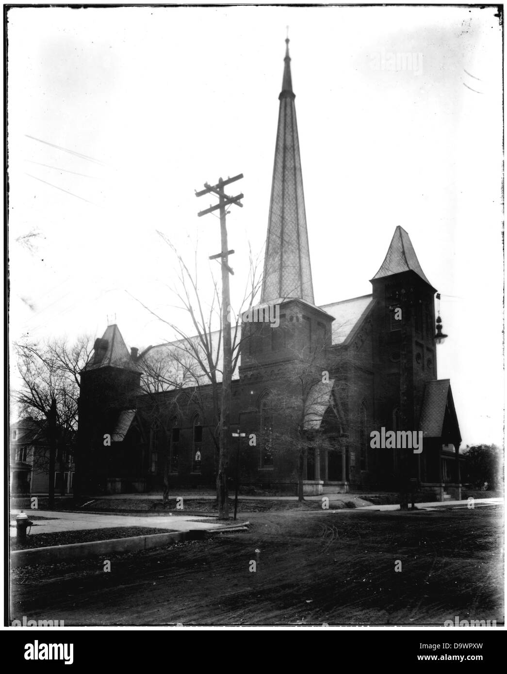 This photograph shows the First Methodist Church, taken around 1907 ...