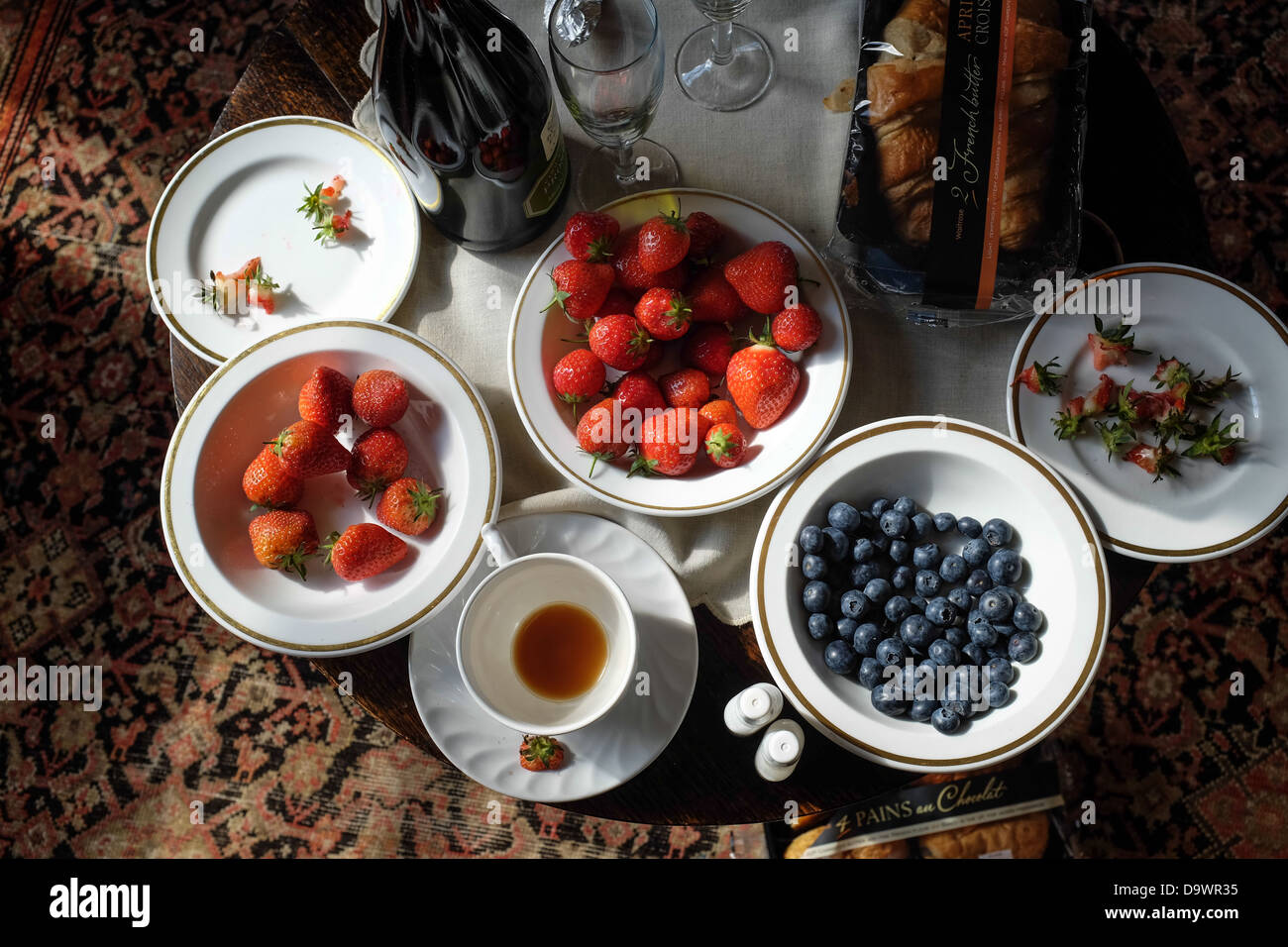 fresh strawberries and blueberries - a bride's breakfast on her wedding ...