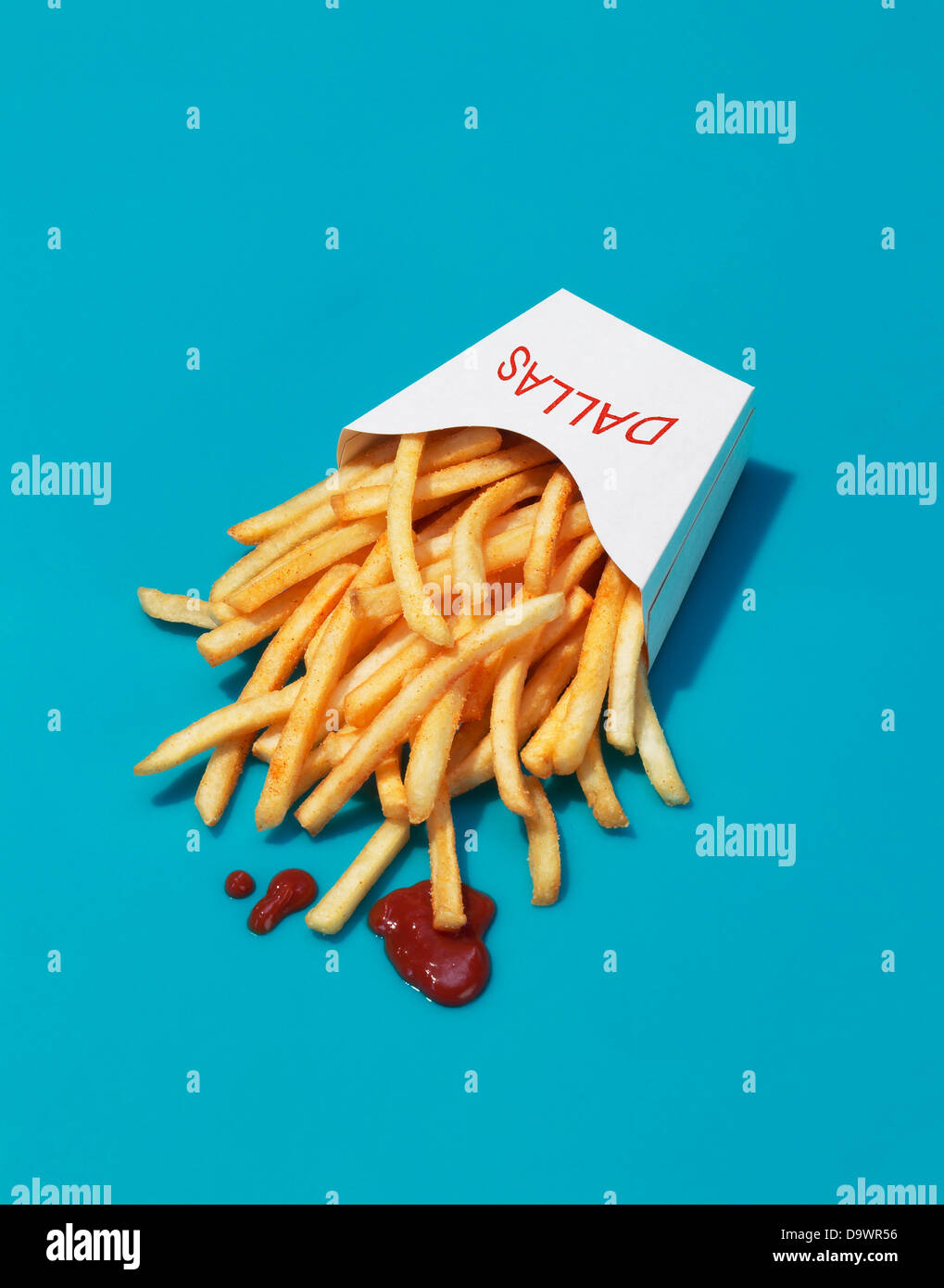 french fries box to go food ketchup Stock Photo - Alamy