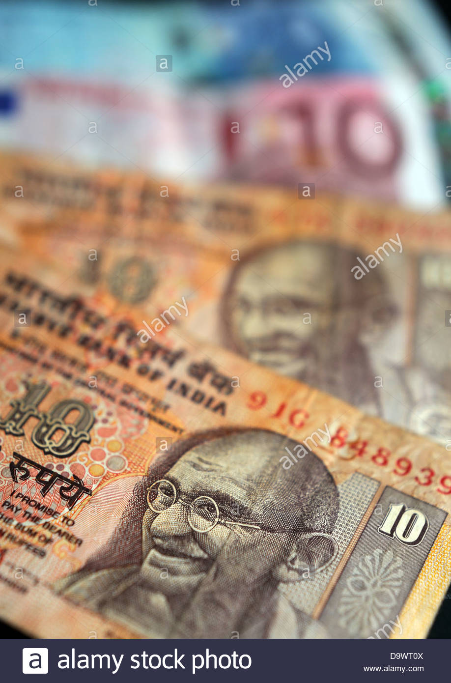 Indian Rupee Bank Notes Ten Stock Photos & Indian Rupee Bank Notes Ten ...