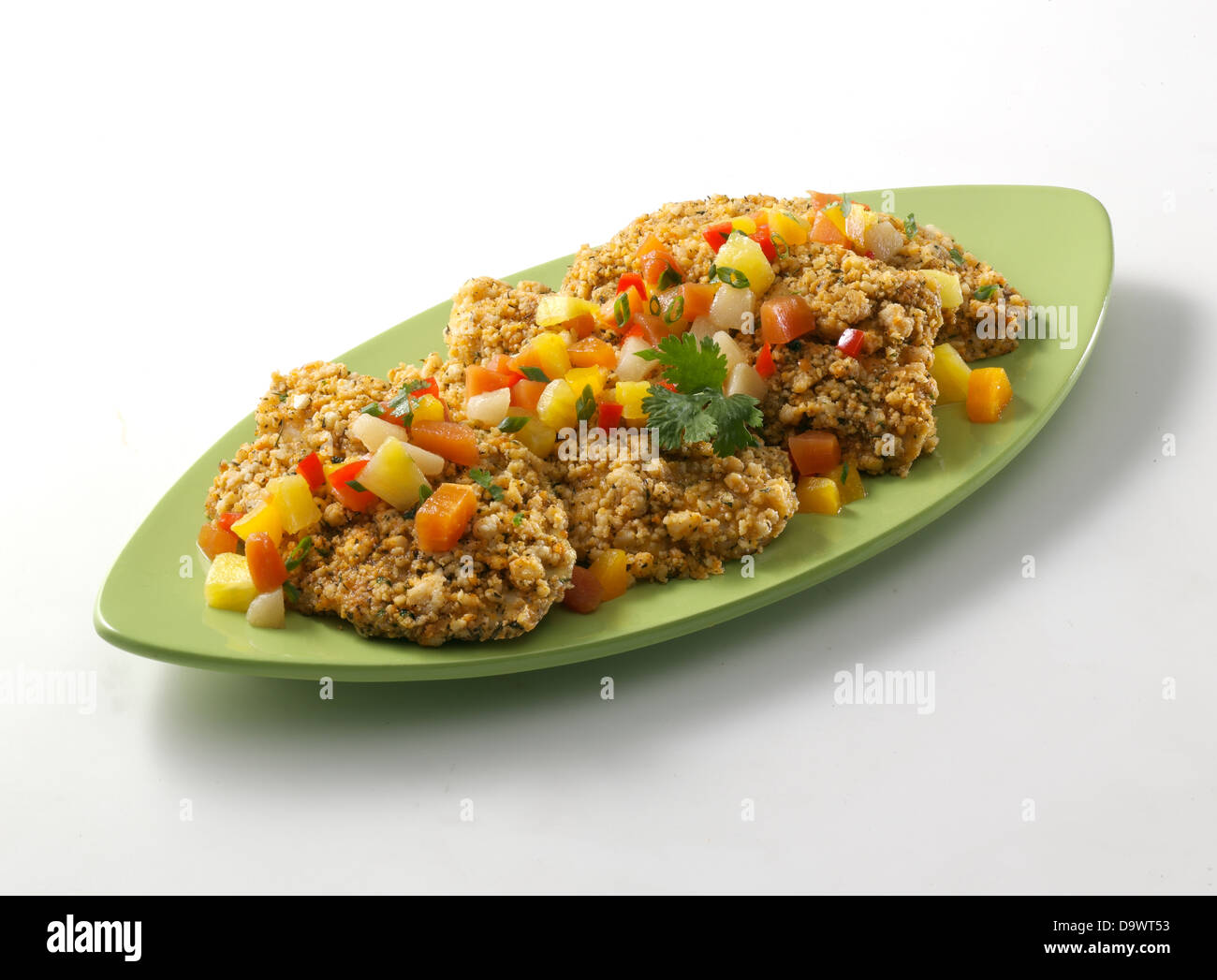 talapia food plate tray on white Stock Photo - Alamy