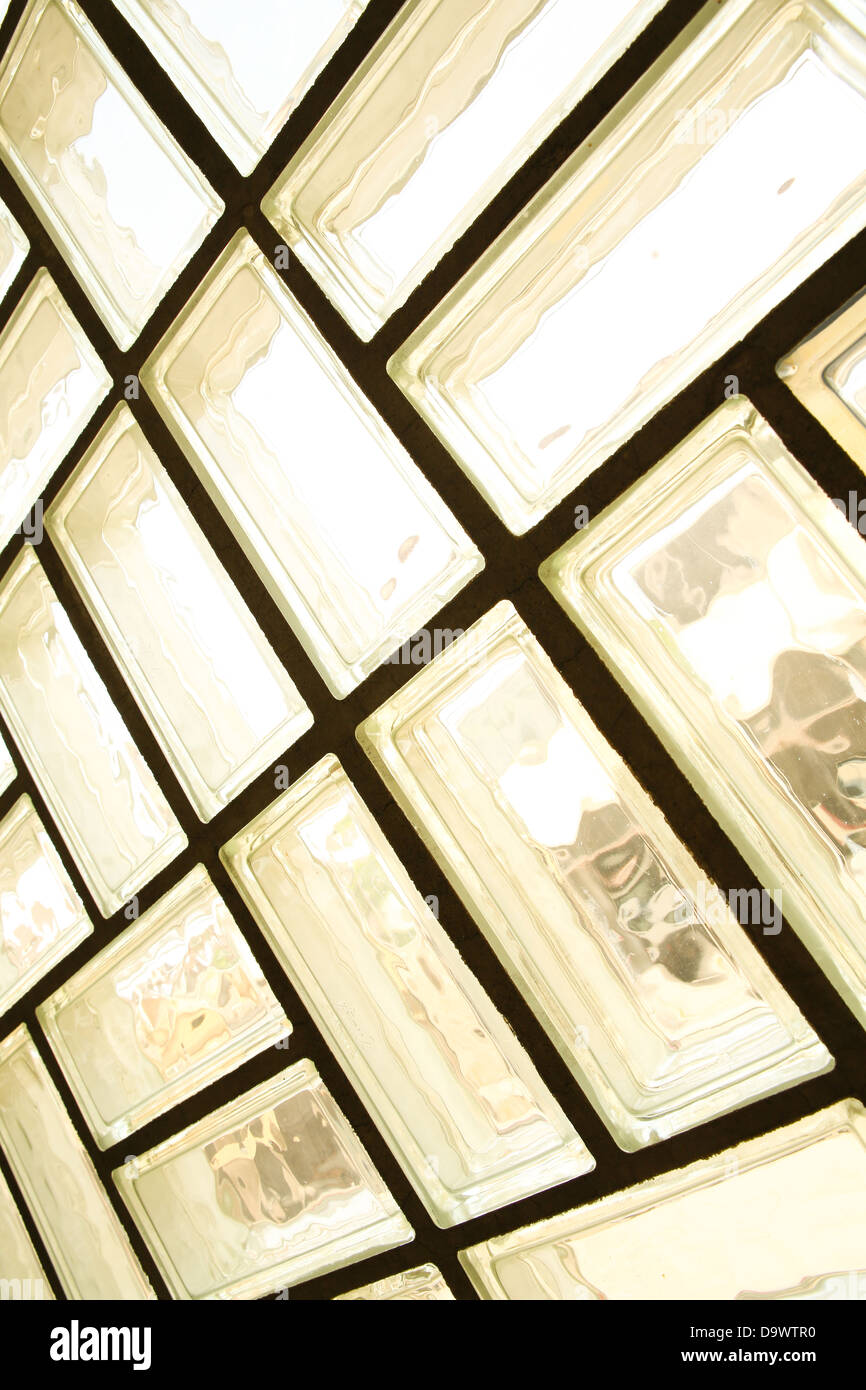 A glass brick wall background. Architecture interior Stock Photo - Alamy
