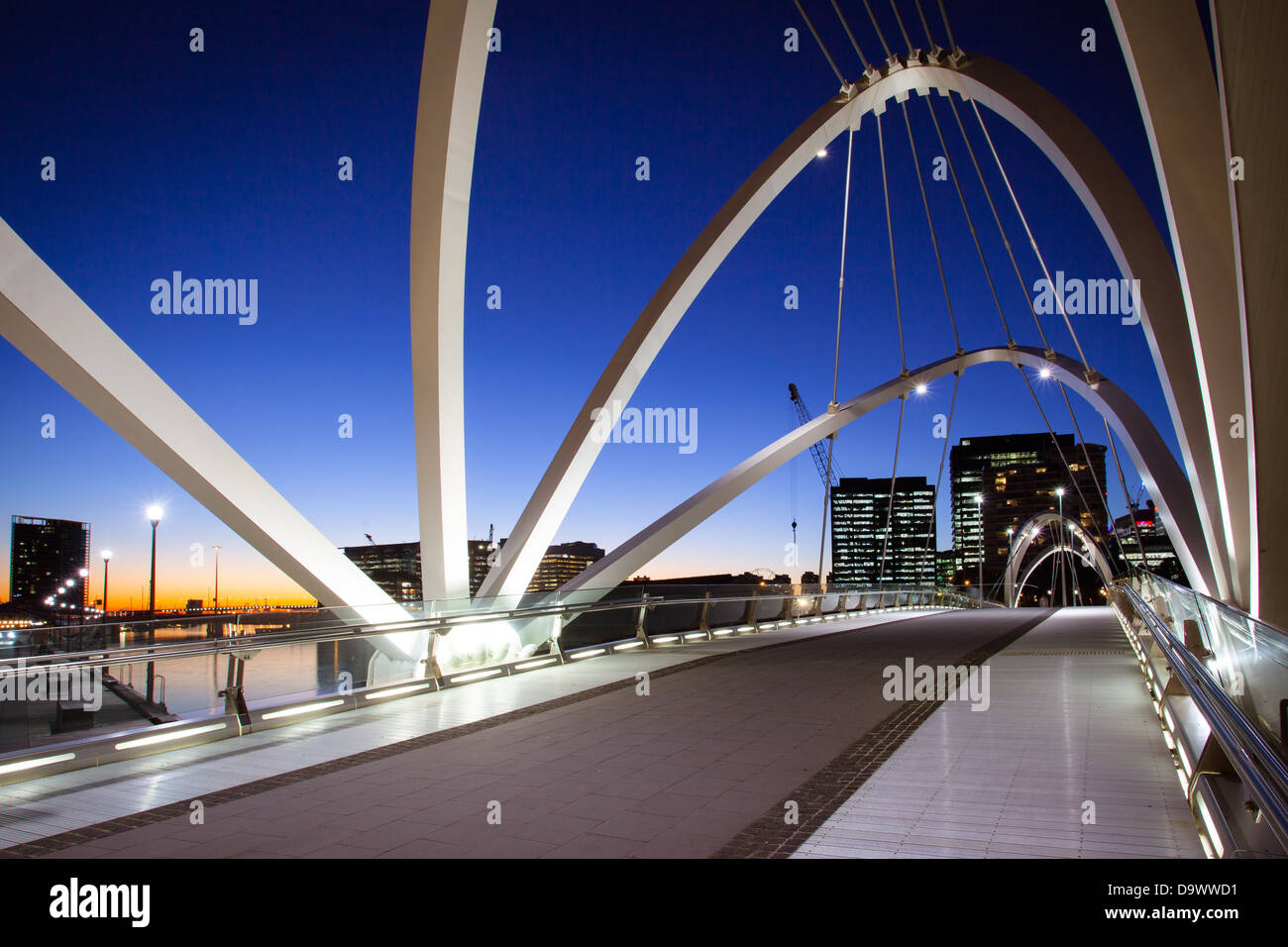 View towards Docklands upon Seafarers Bridge in Melbourne, Victoria ...