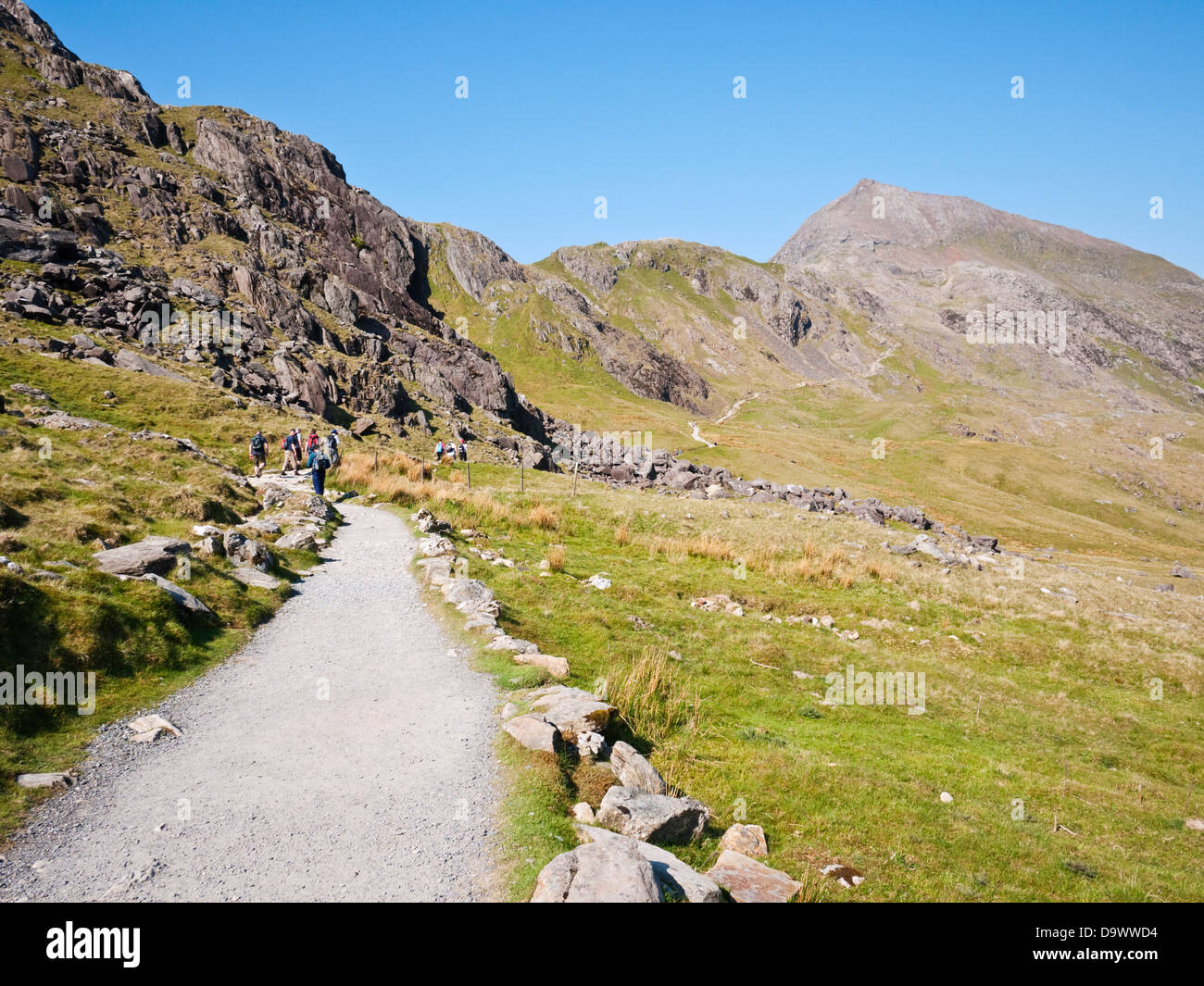 The lower reaches of Snowdon's Pyg Track snaking up towards bwlch y ...