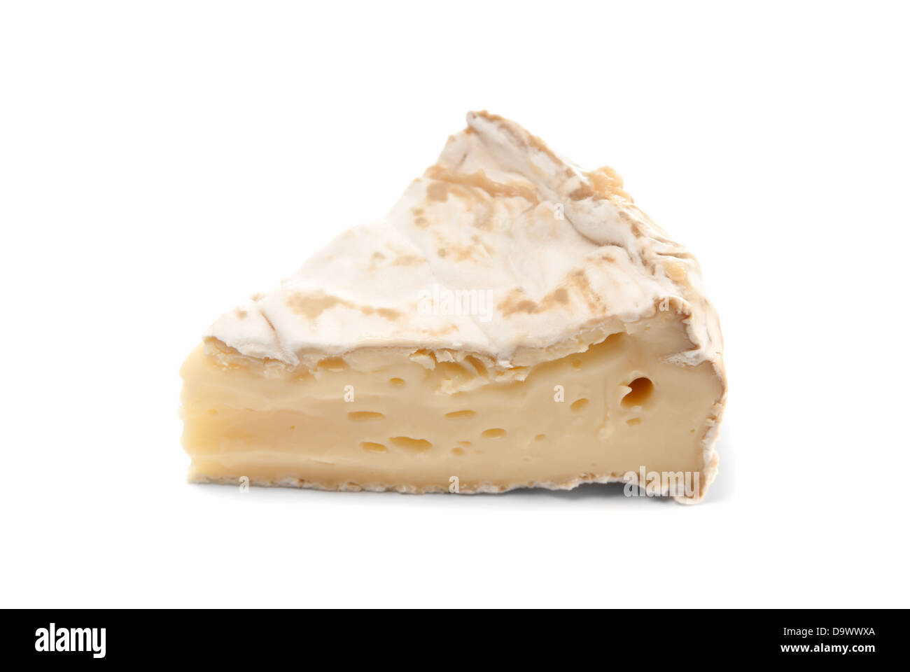 Wedge of brie cheese over white background Stock Photo - Alamy