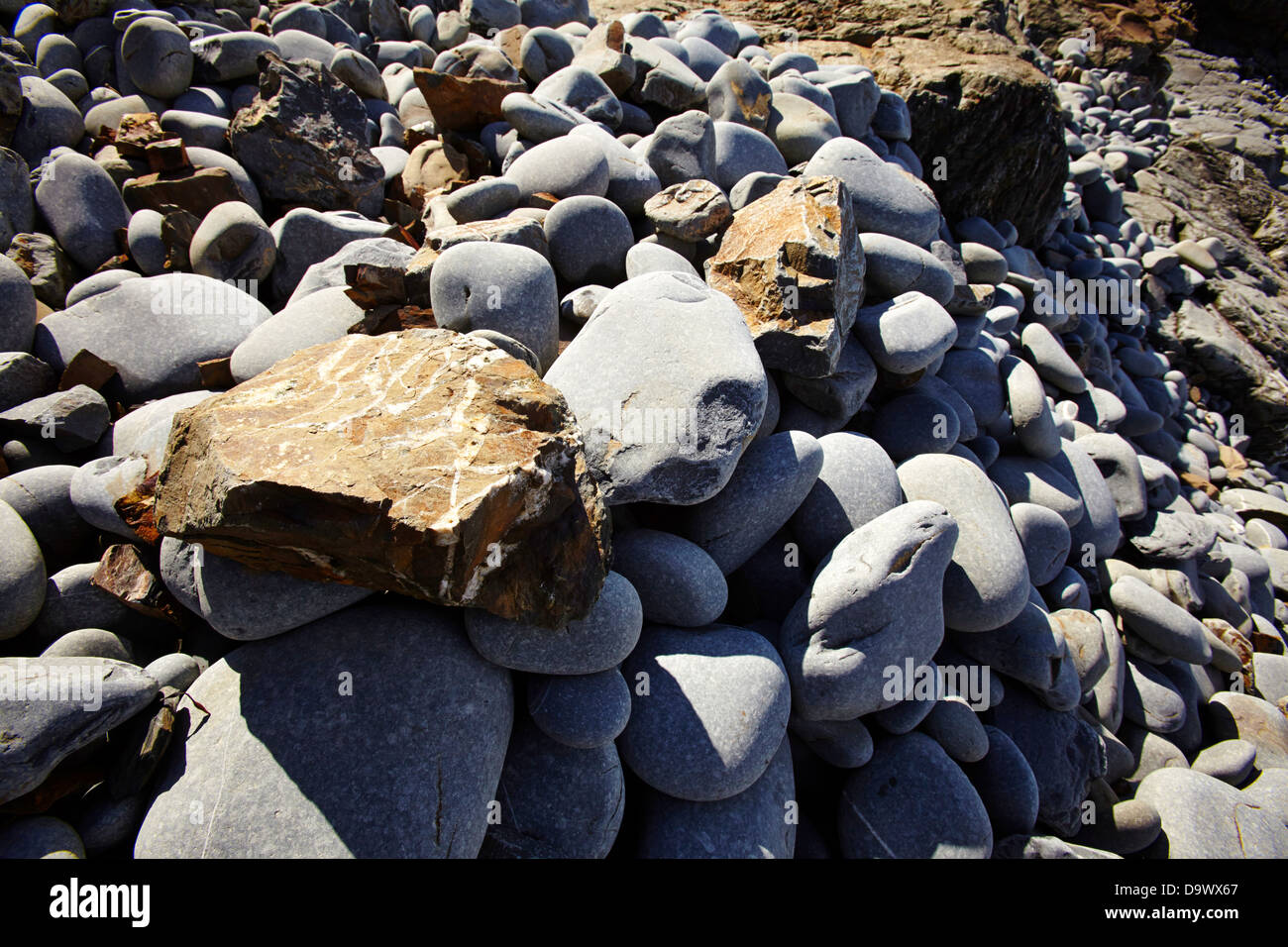 Rock shapes and pebbles at Welcombe Mouth. North Devon Stock Photo - Alamy