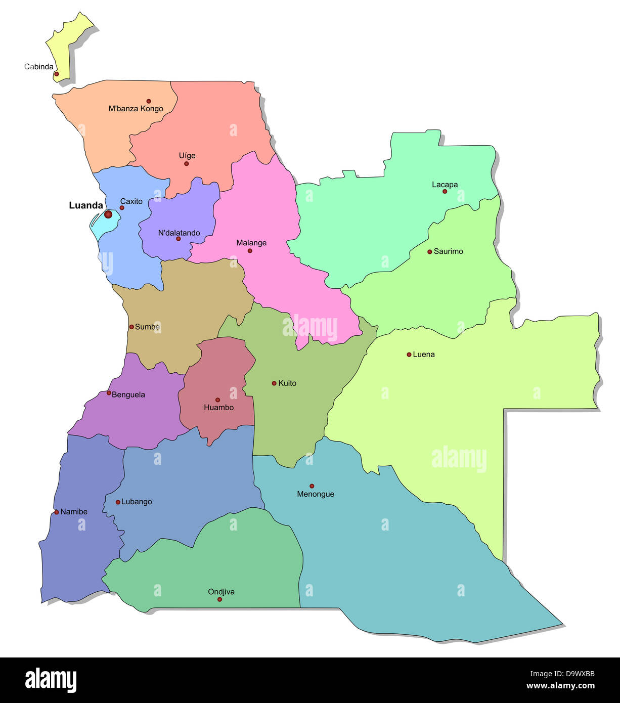 Map of Angola Stock Photo - Alamy