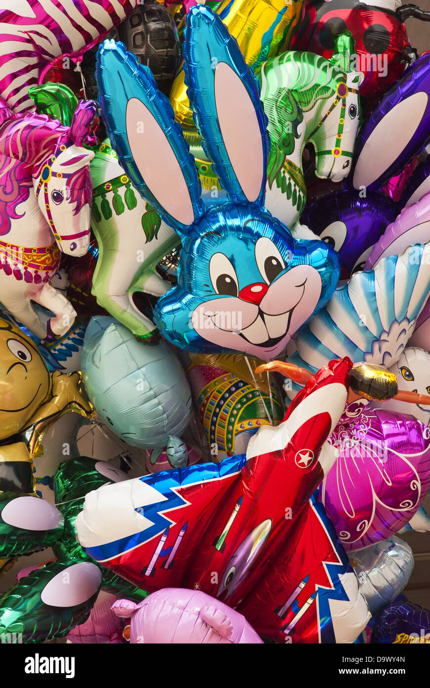 Bunch of balloons of cartoon characters Stock Photo - Alamy