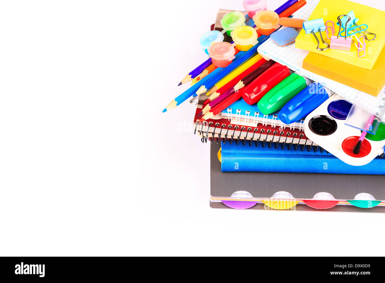 Office stationary isolated on white. Back to school concept Stock Photo ...
