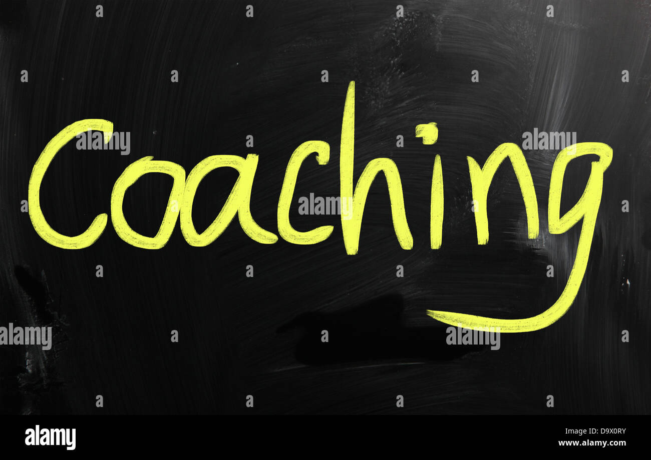Coaching handwritten with white chalk on a blackboard Stock Photo - Alamy