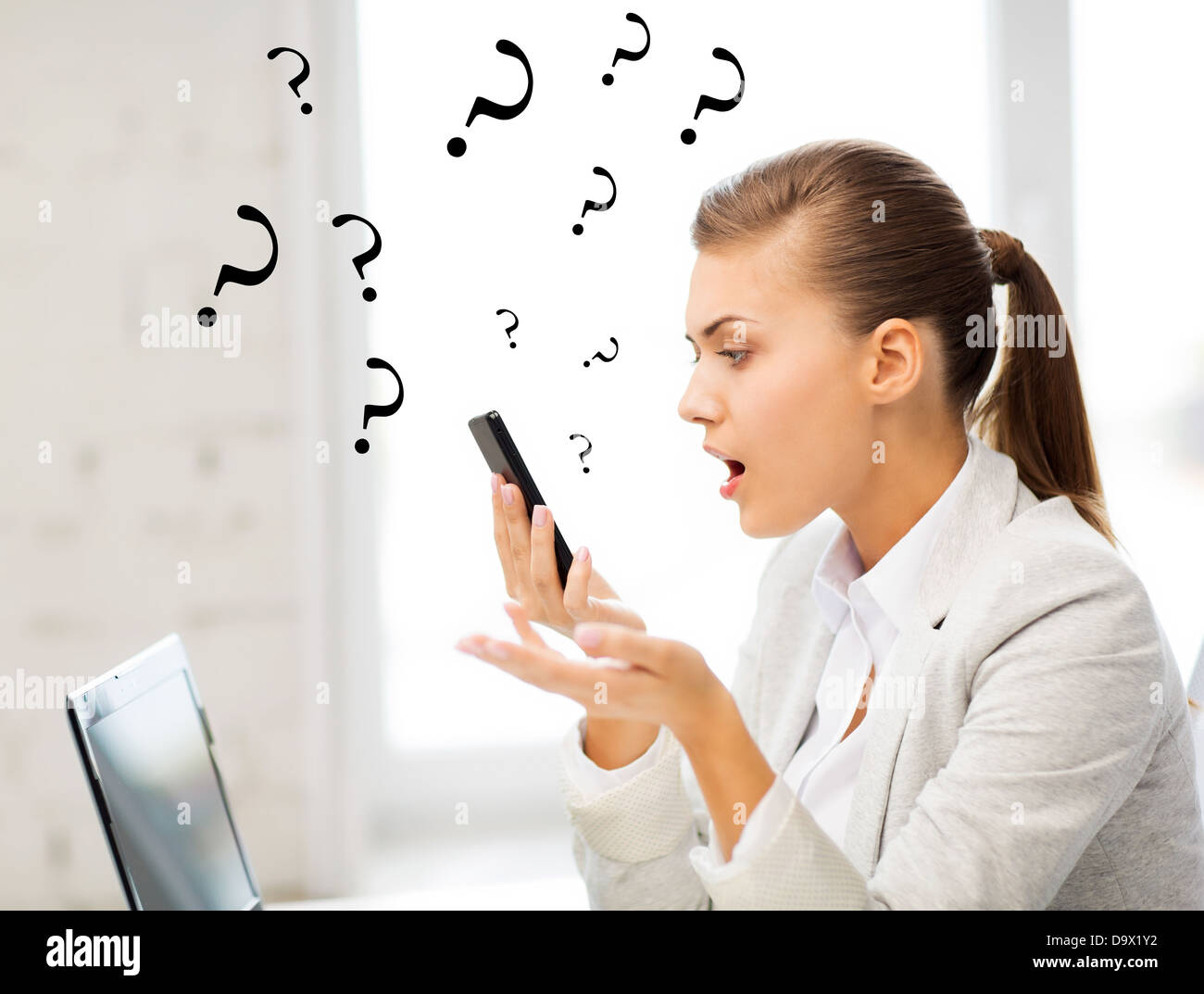 woman shouting into smartphone Stock Photo - Alamy