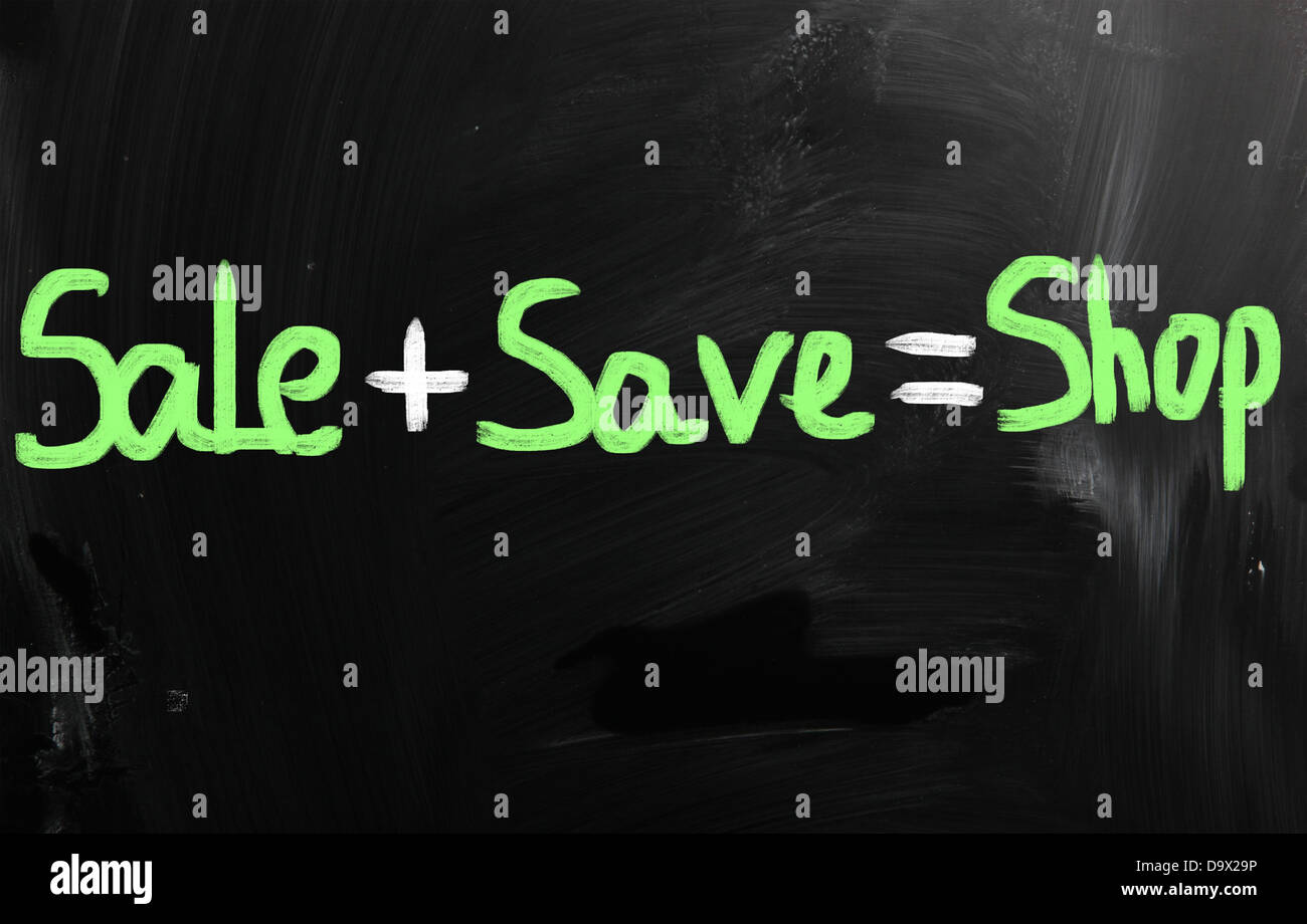 Sale handwritten with white chalk on a blackboard Stock Photo - Alamy