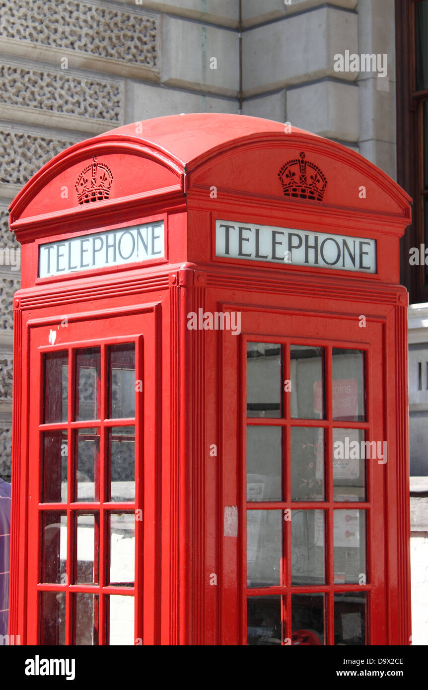 Detail of the typical London red telephone booth Stock Photo - Alamy