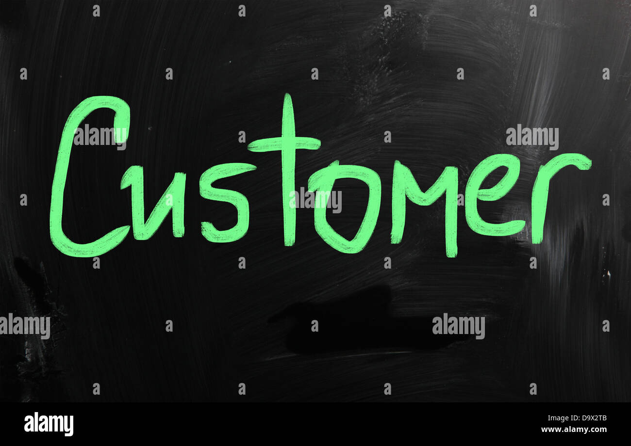 customer handwritten with white chalk on a blackboard Stock Photo - Alamy
