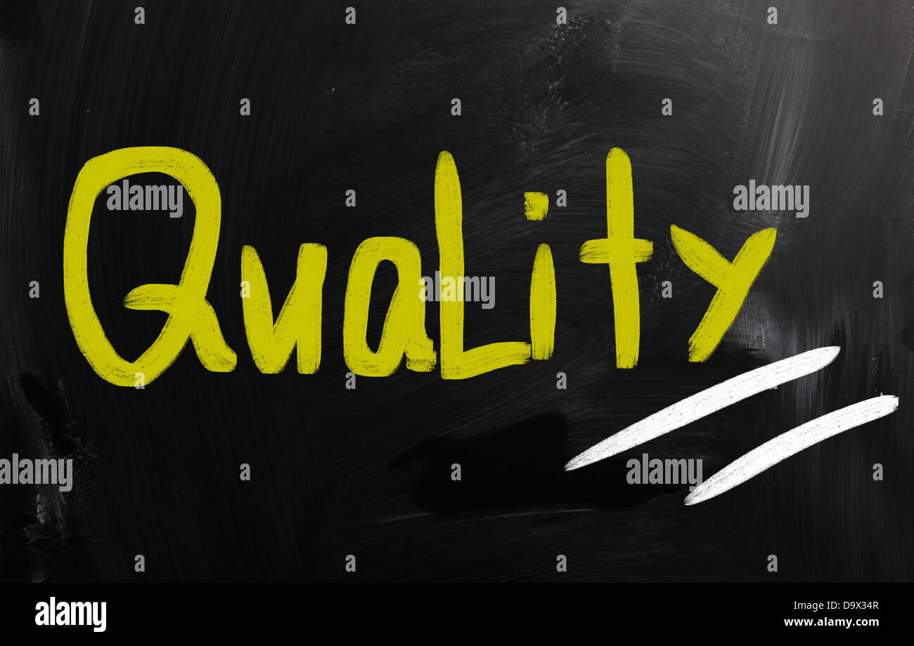 Quality handwritten with white chalk on a blackboard Stock Photo - Alamy