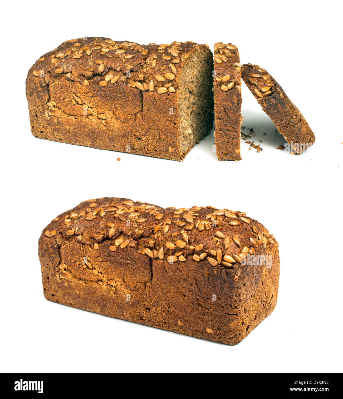 White isolated dak Bread. Diet sliced bread Stock Photo - Alamy