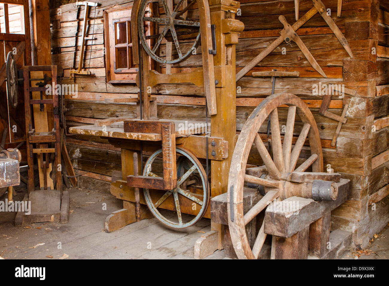 Woodworking tools with wooden background Stock Photo - Alamy