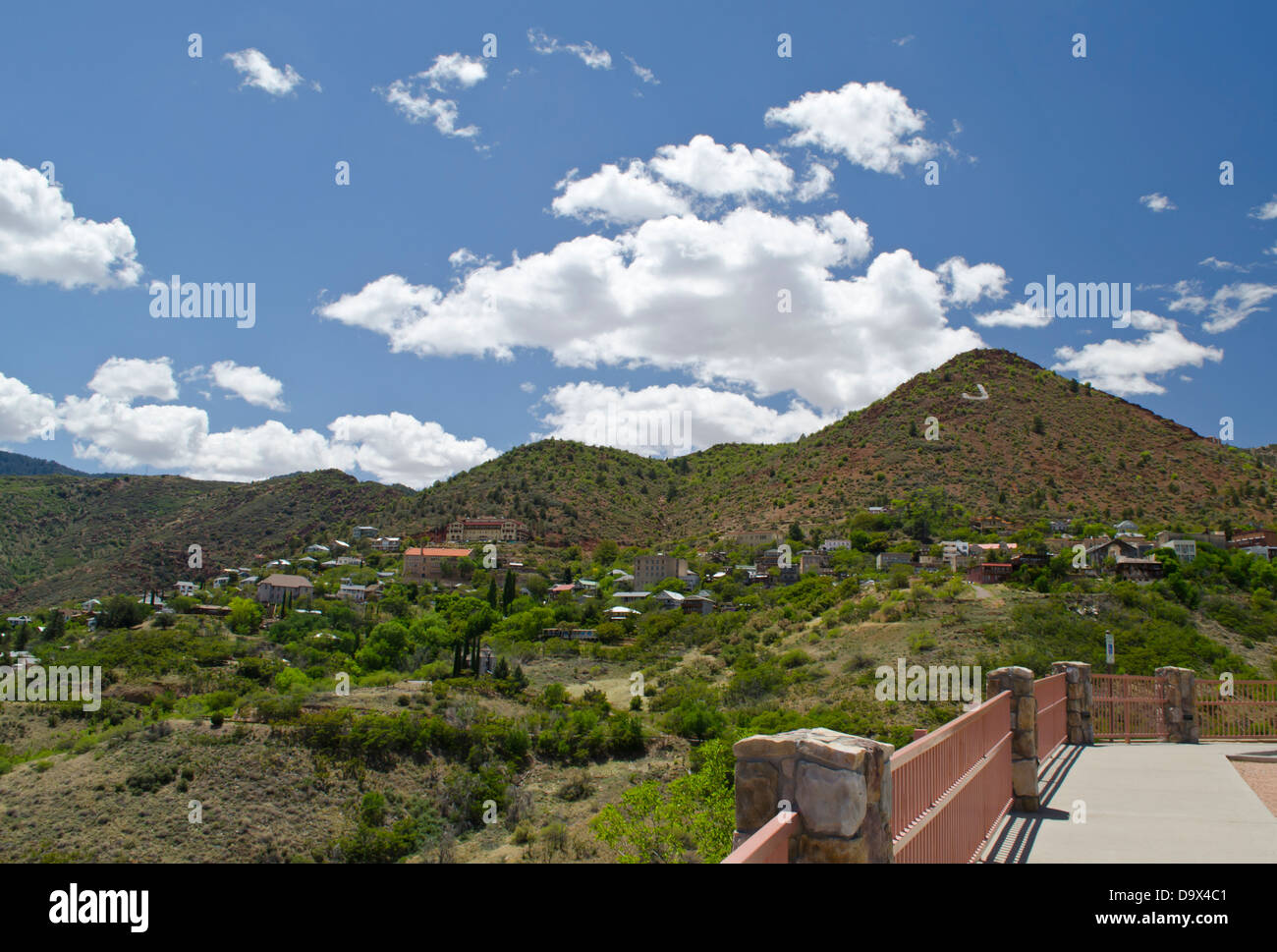 View of the mountain and buildings of the former historic mining town ...