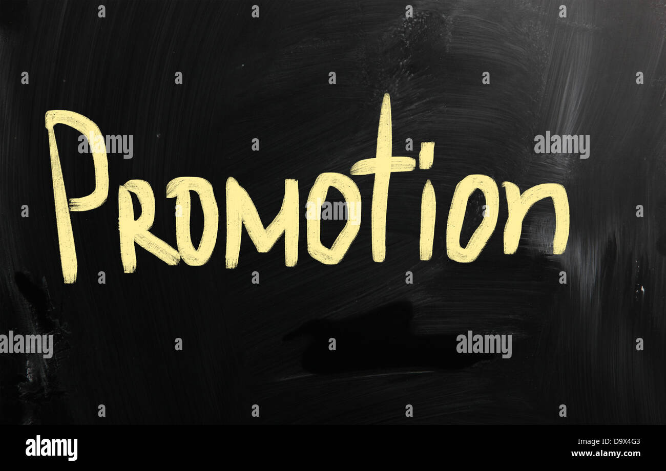 Promotion handwritten with white chalk on a blackboard Stock Photo - Alamy