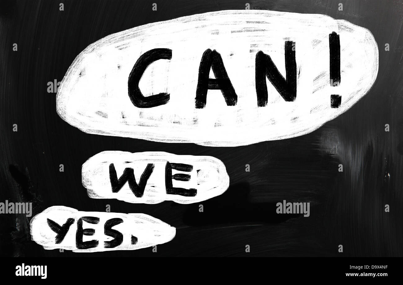 Yes, we can! handwritten with white chalk on a blackboard Stock Photo ...