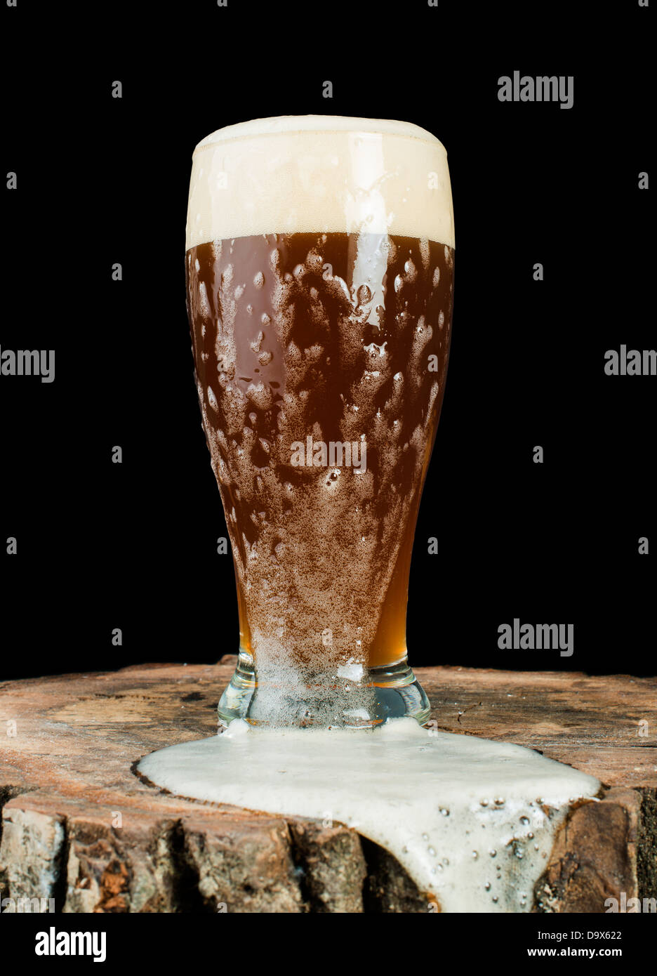 Beer mug on stump. White isolated studio shot Stock Photo - Alamy