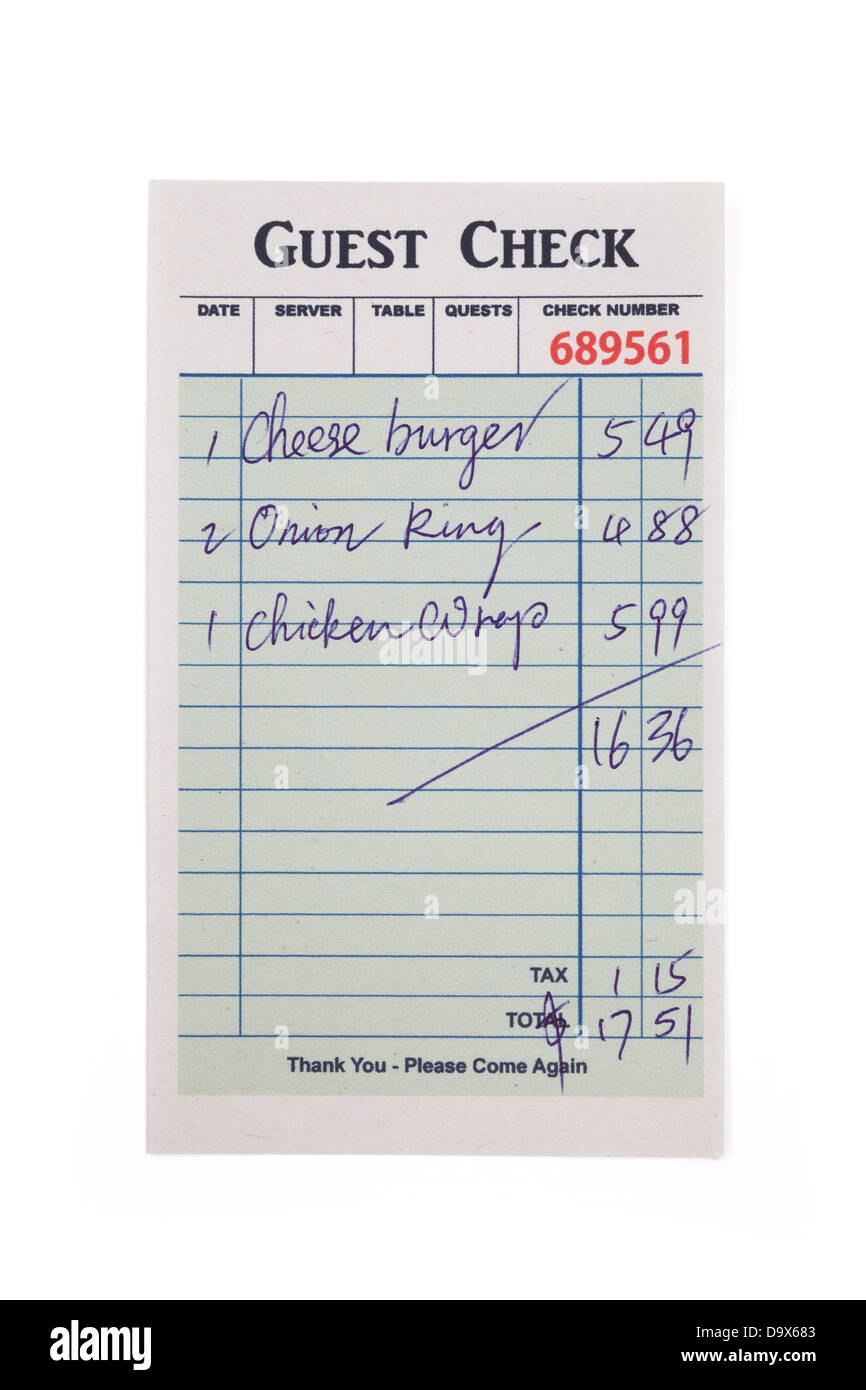Restaurant bill receipt hi-res stock photography and images - Alamy