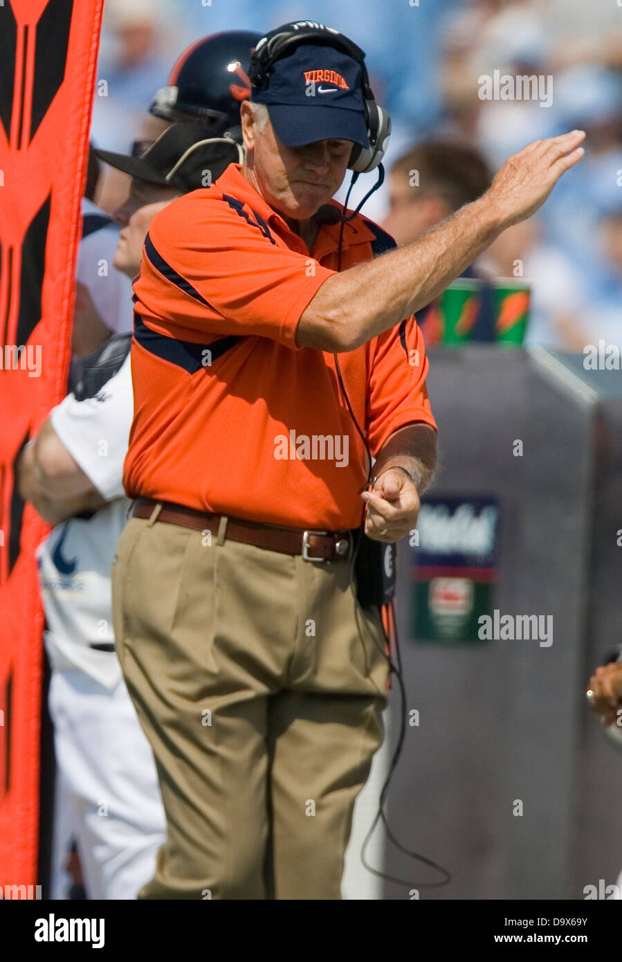 Virginia Cavaliers Head Coach Al Groh shows his frustration after a ...