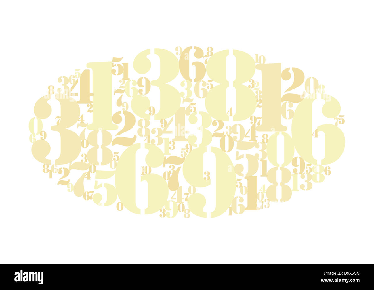 Gold yellow numbers cloud background Stock Photo - Alamy