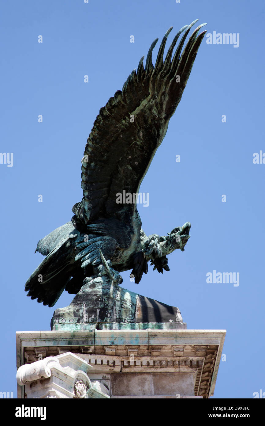 Sculpture of a Turul bird or eagle, on Castle Hill in Budapest Hungary ...