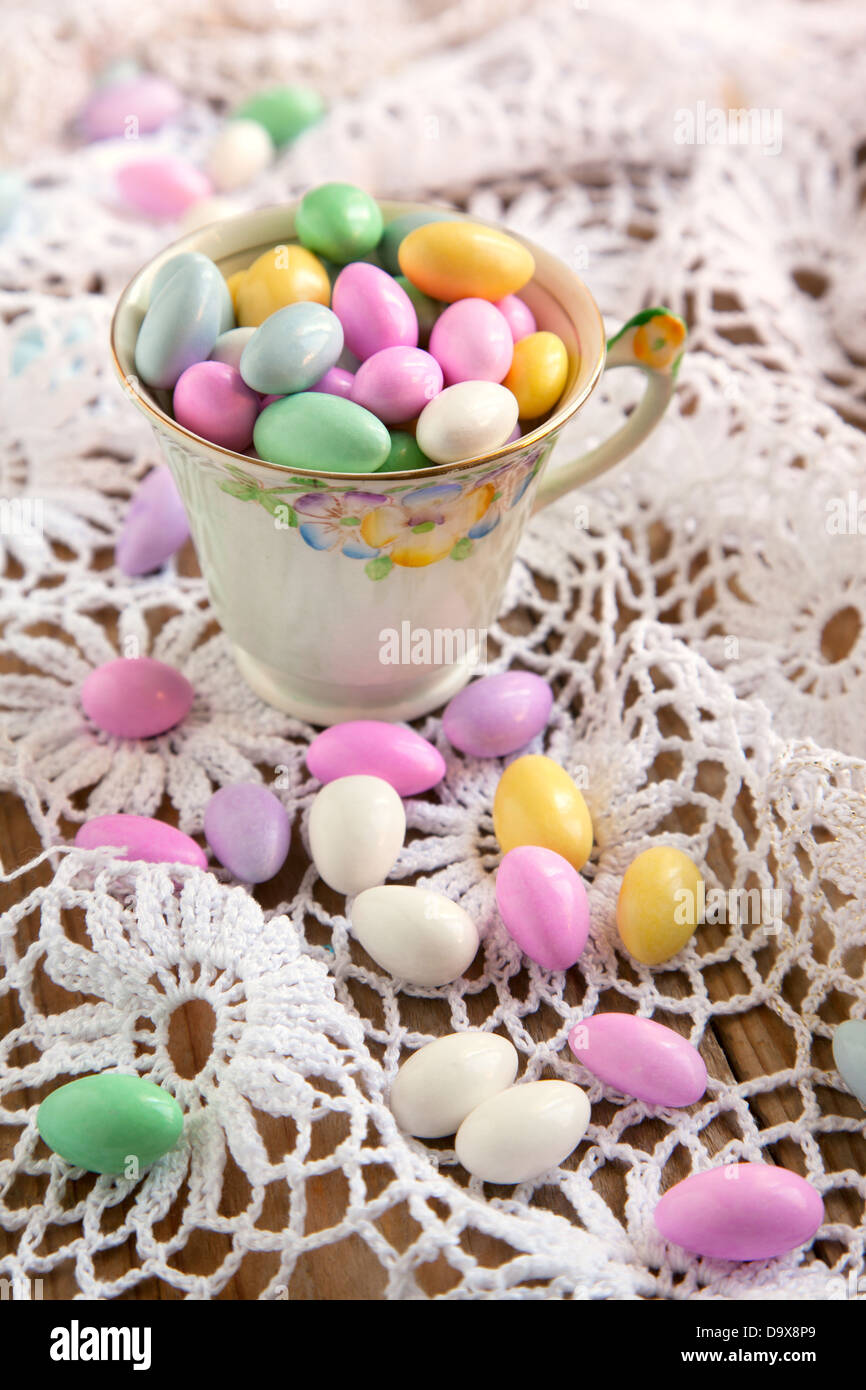 Jordan Almond Candies in cup Stock Photo - Alamy
