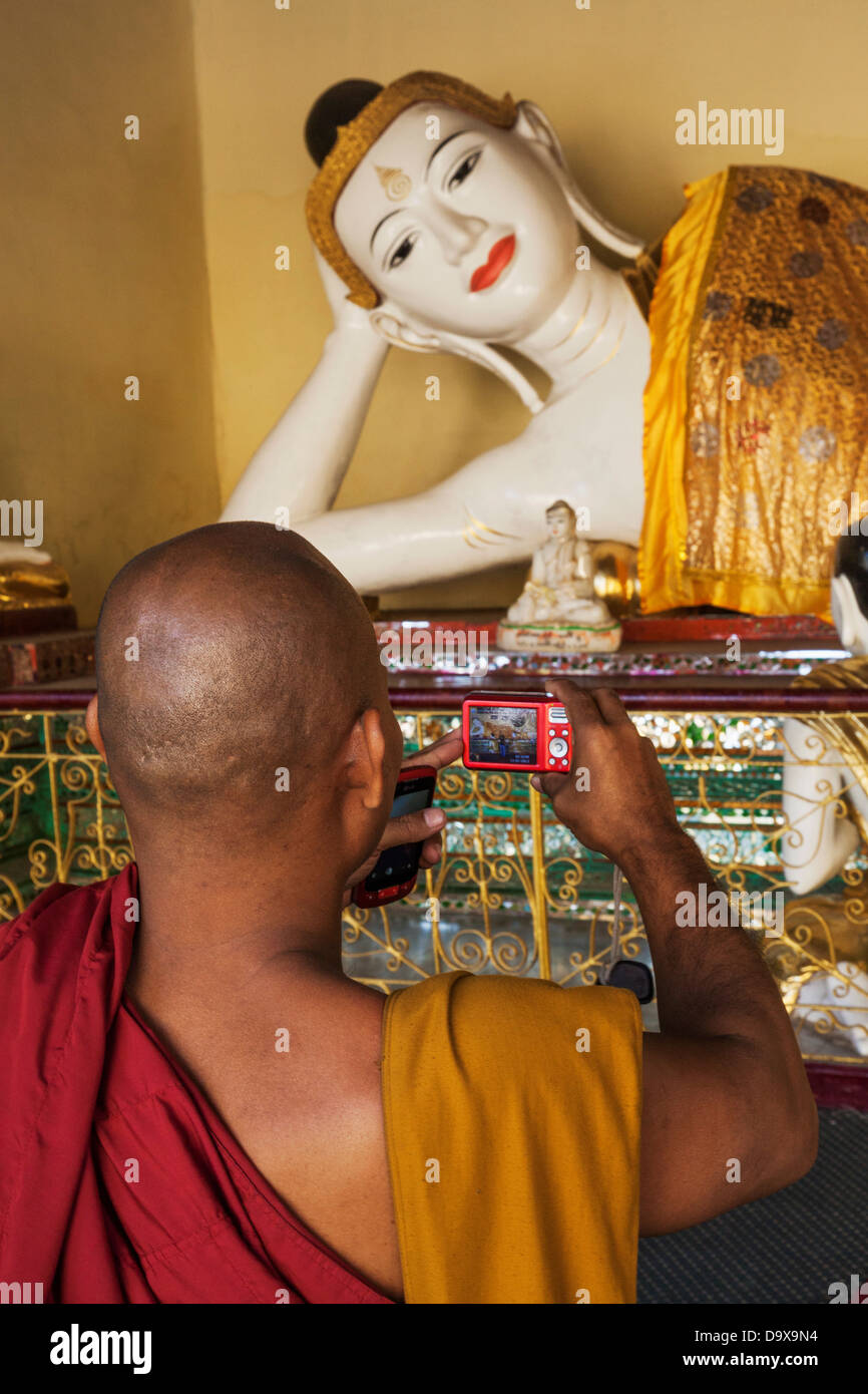 Myanmar,Yangon,Shwedagon Pagoda,Monk Taking Photo Stock Photo - Alamy