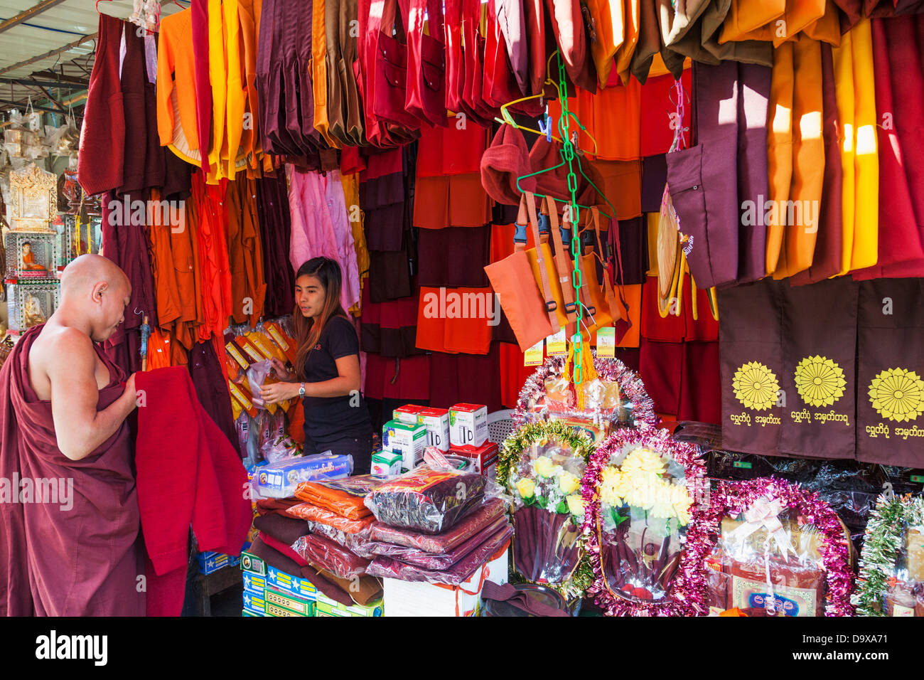 Myanmar,Yangon,Shwedagon Market,Monk Buying Robe Stock Photo - Alamy