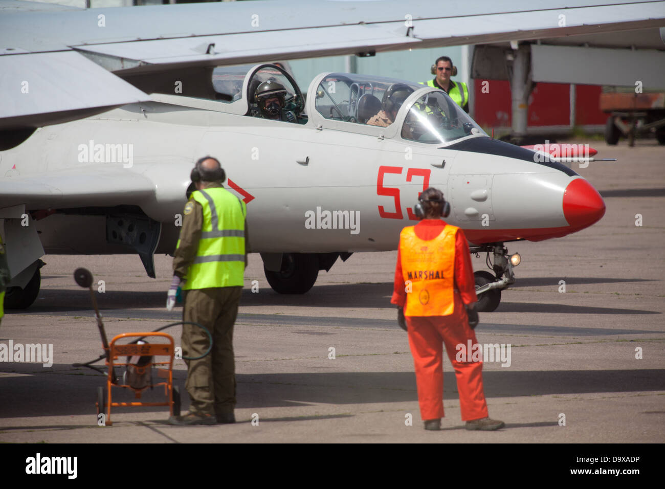 An ex-Warsaw pact cold war Iskra jet trainer at Bruntingthorpe airfield ...