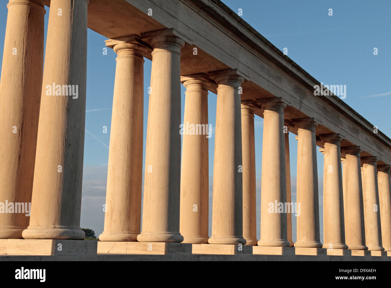 The front colonnade of the Pozieres Memorial in the Pozieres British ...