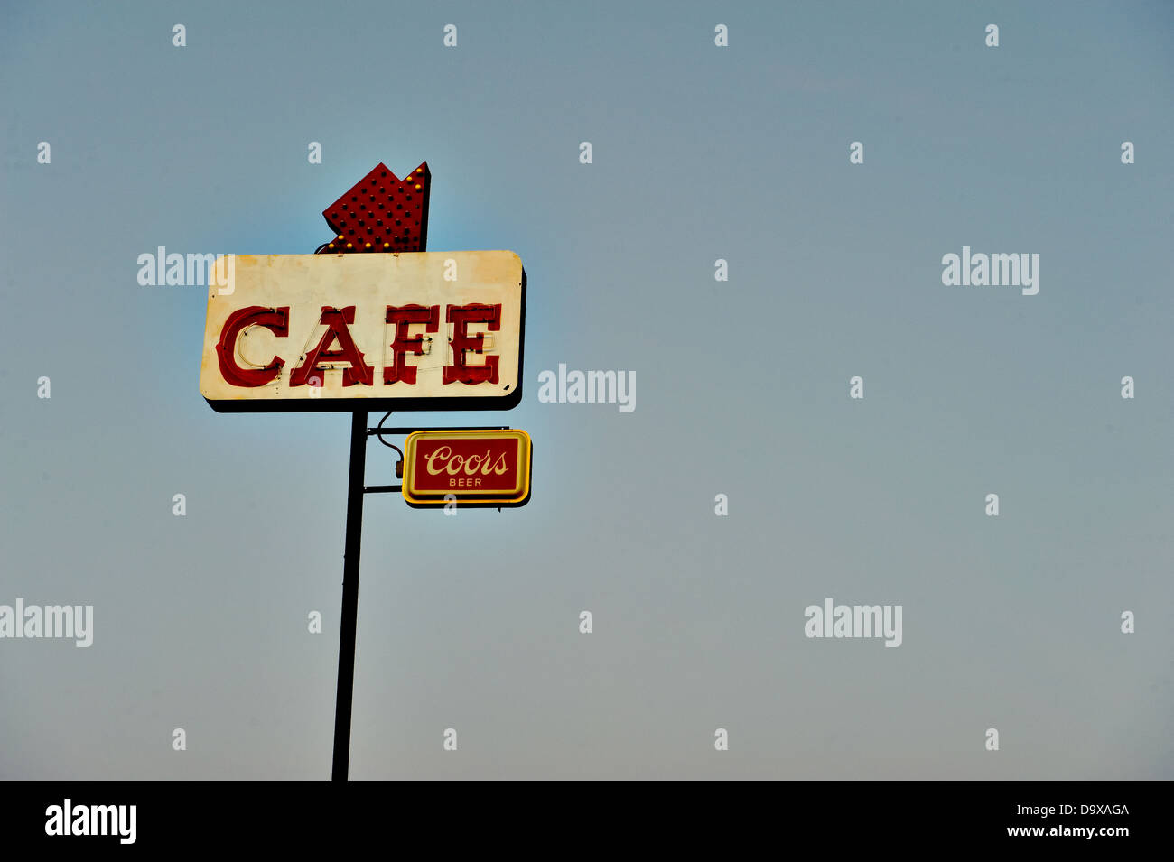 Vintage roadside Cafe sign. For editorial use Stock Photo - Alamy
